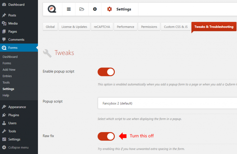 Form wrapped in [raw] tags | ThemeCatcher Support